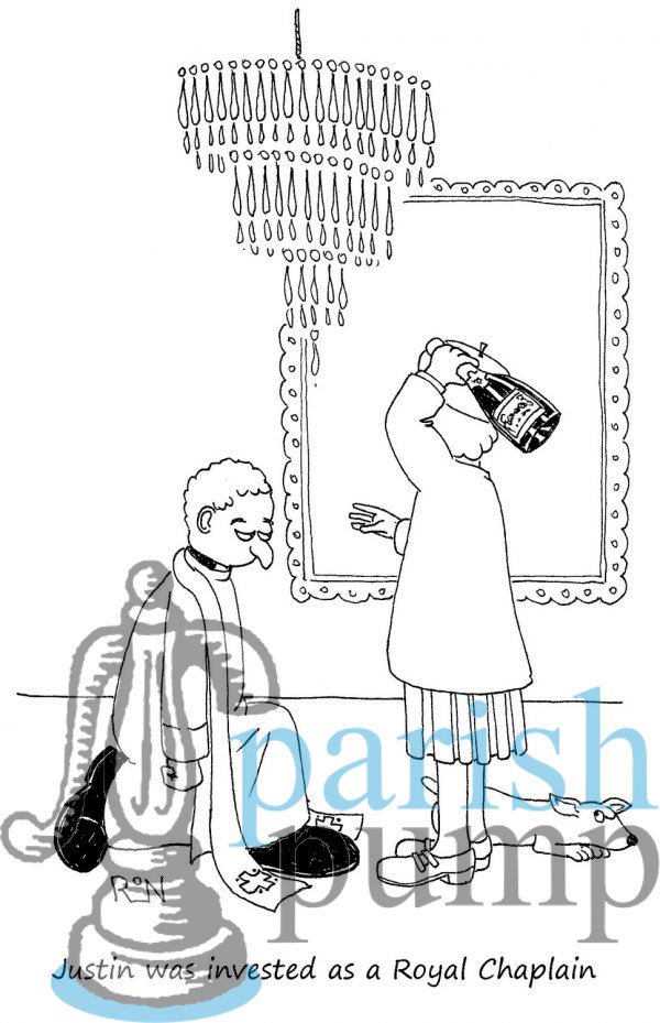 PP Jun16 Cartoon – Queen & chaplain rw – Parish Pump Ltd